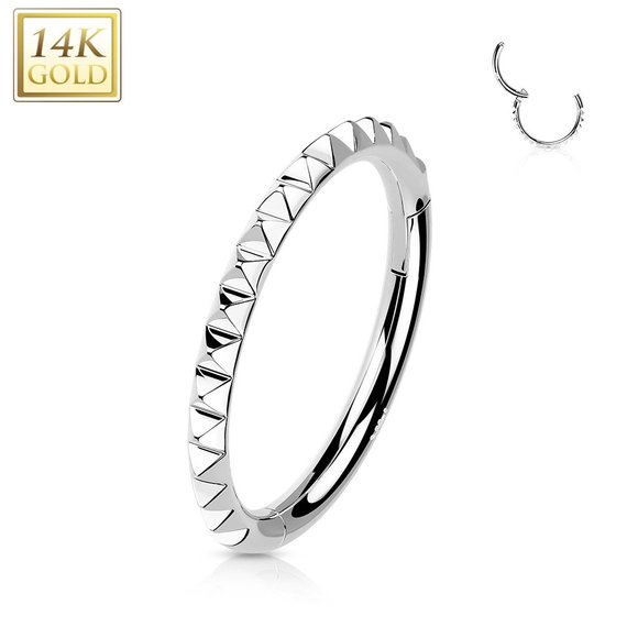 Jewelry | 14k Gold Hinged Segment Hoop Ring With Side Facing Pyramid ...